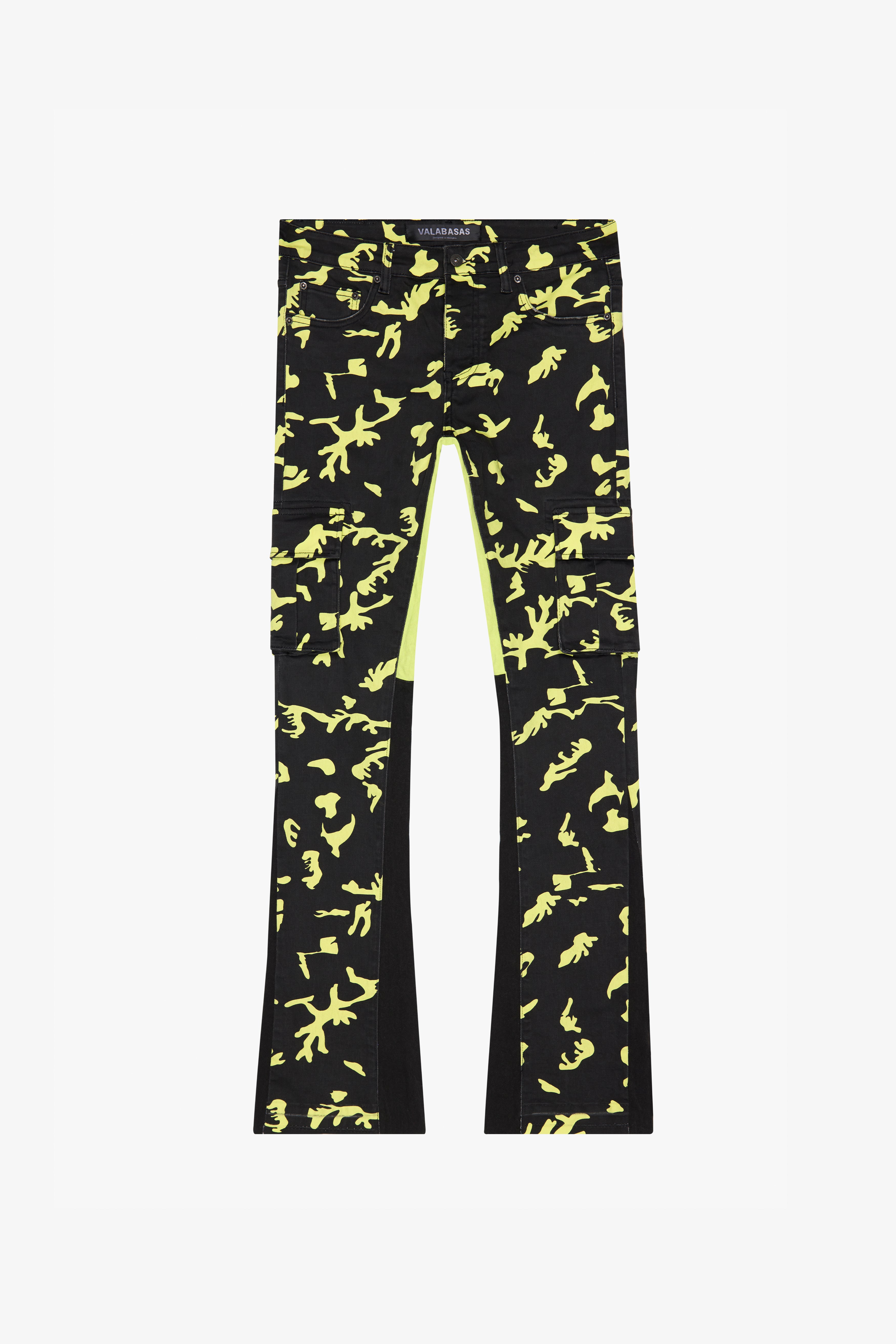 KIDS "COMMANDER" DENIM STACKED NEON SHADOW JEANS - Valabasas